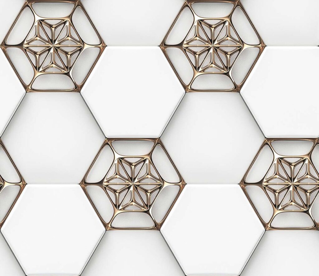A White and Gold Hexagons - Magicdecor®