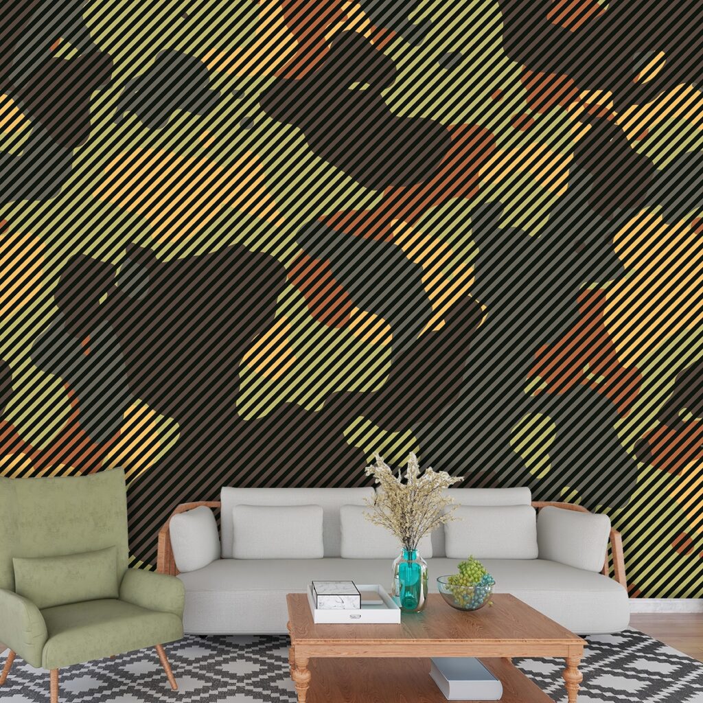 A camouflage pattern with black and yellow stripes - Magicdecor®