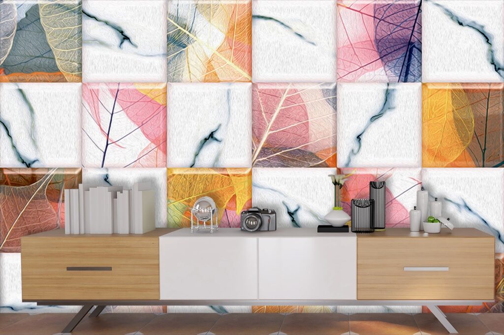 A tile with colorful leaves - Magicdecor®