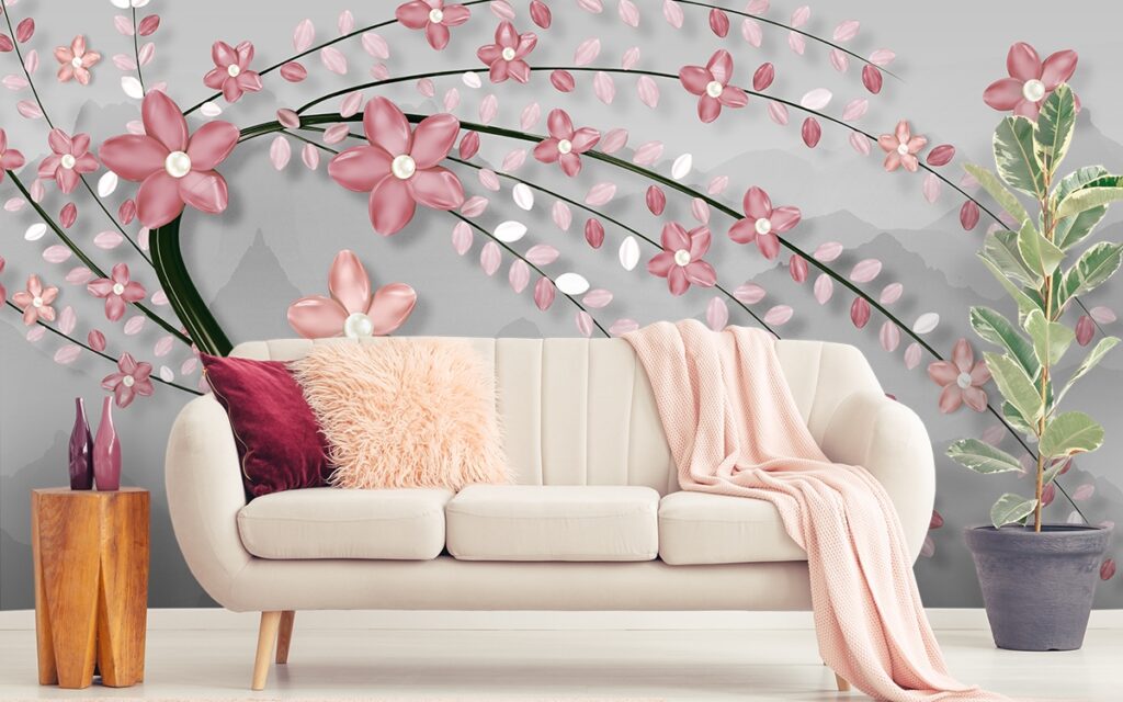 A Tree with Pink Flowers and Leaves - Magic Decor