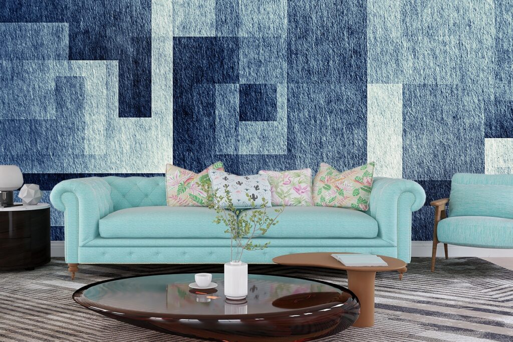 A blue and white squares - Magicdecor®
