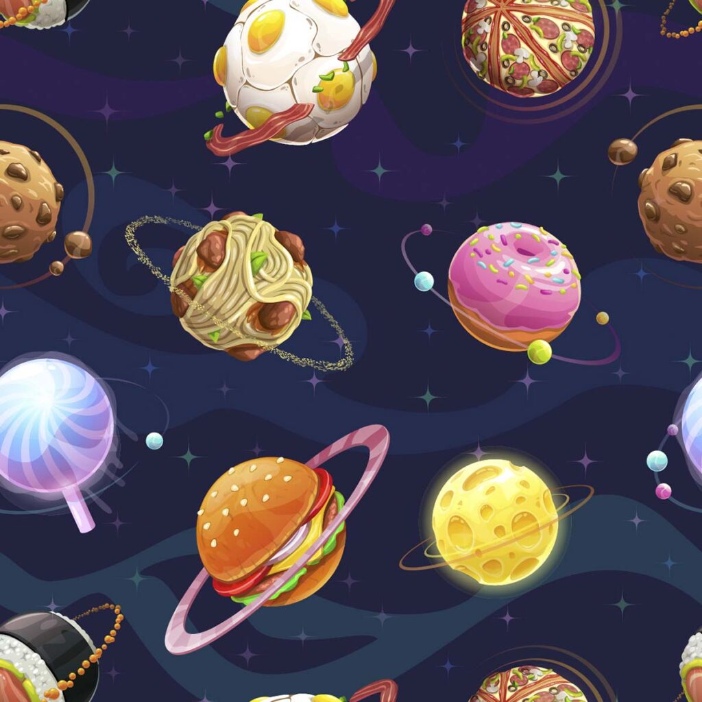A seamless pattern of cartoon planets - Magicdecor®