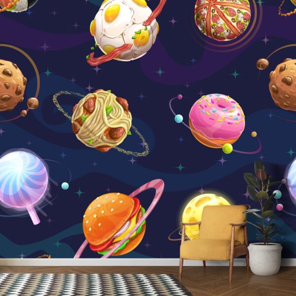 A seamless pattern of cartoon planets - Magicdecor®