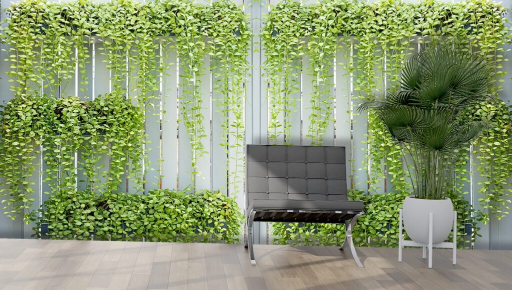 Wall Paper for Balcony, Wall with green plants growing on it - Magicdecor®