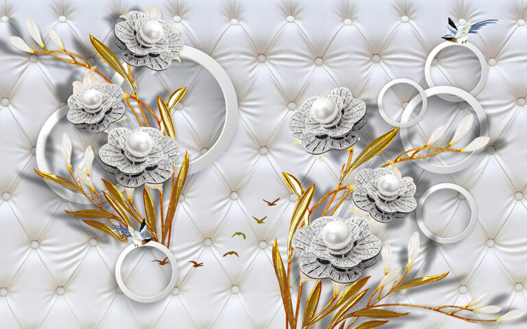 3D Jewelled Flowers Wallpaper Mural - Magicdecor®
