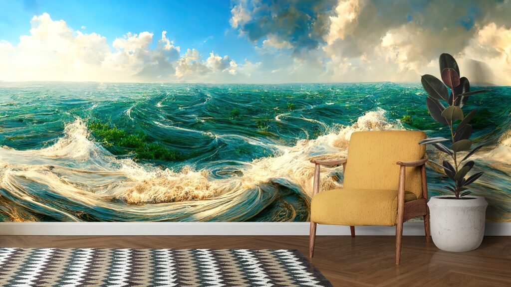Waves in the ocean with waves and grass - Magicdecor®