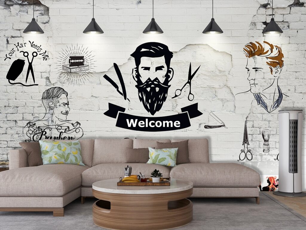 Barber Shop Mural Wallpaper - Magic Decor