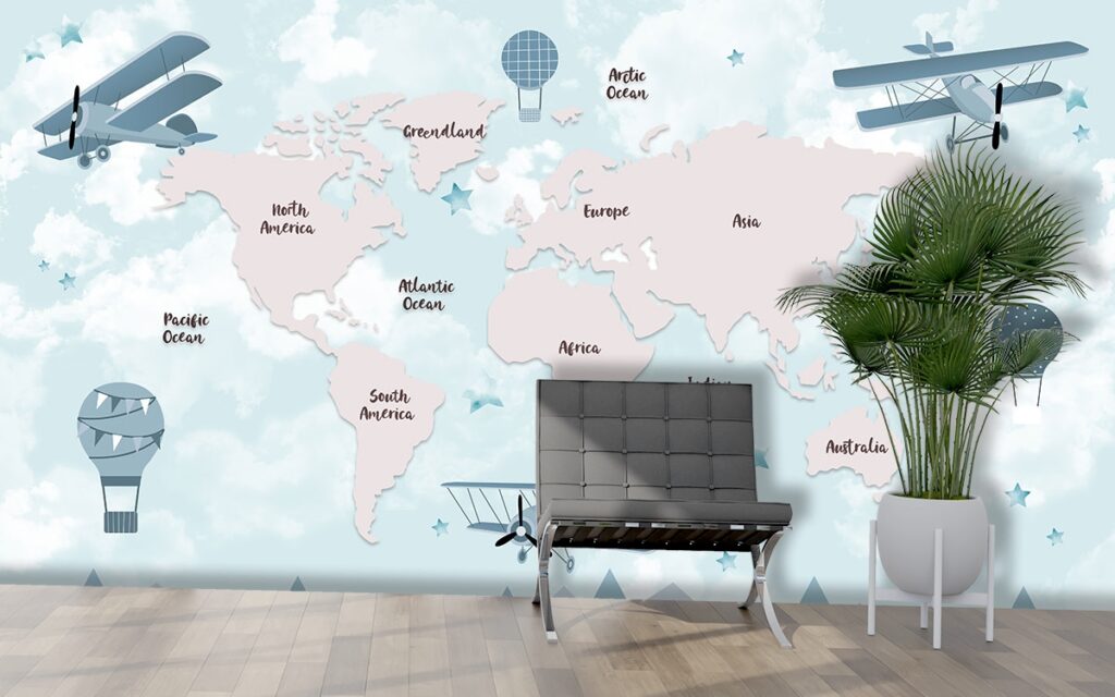 Kids Room World Map Wallpaper - Magic Decor