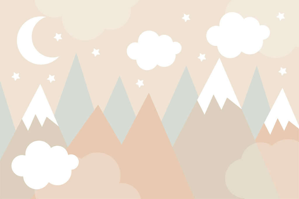 Kids Room Wallpaper, A landscape with mountains and clouds - Magicdecor®