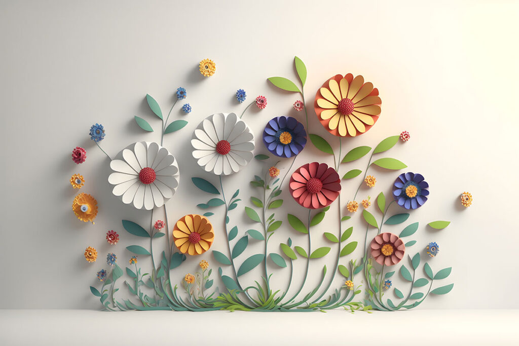 Multi Coloured 3d Flowers wallpaper - Magicdecor®