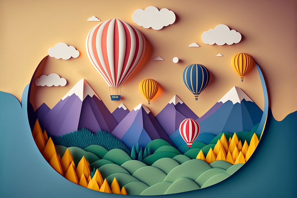Explorer, 3D Landscape with Hot Air Balloons Kids Wallpaper - Magicdecor®