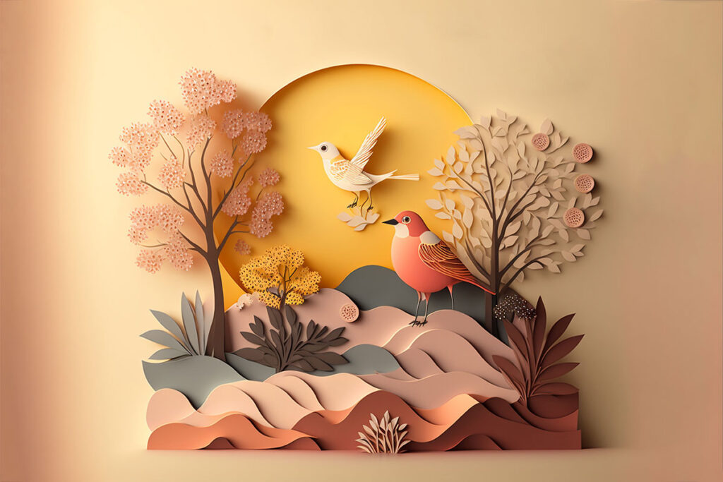 Kids Room Wallpaper, Paper cut out of a beautiful landscape - Magicdecor®