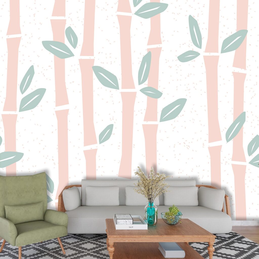 A pattern of bamboo stems with leaves - Magicdecor®
