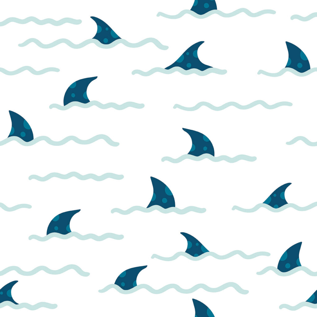 Kids Room Wallpaper, A pattern of blue fish fin in water - Magic Decor
