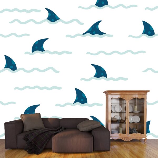 Kids Room Wallpaper, A pattern of blue fish fin in water - Magic Decor