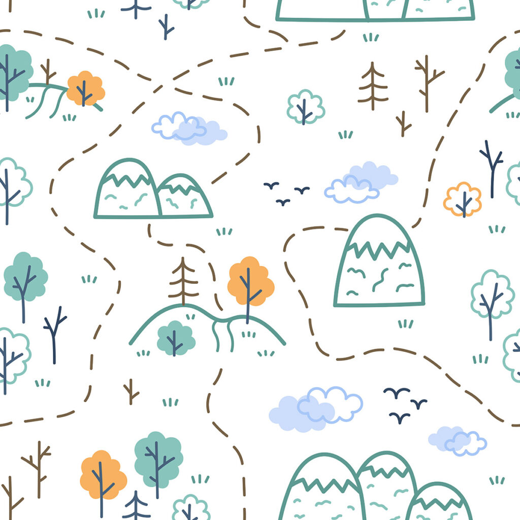 Kids Room Wallpaper, A map of trees and mountains - Magicdecor®