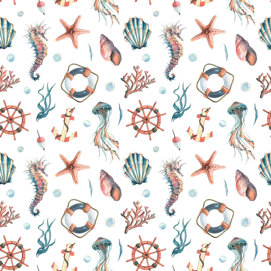 Kids Room Wallpaper, A pattern of sea animals - Magicdecor®