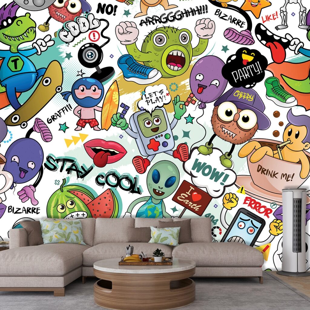 Kids Room Wallpaper, Group of cartoon characters - Magicdecor®