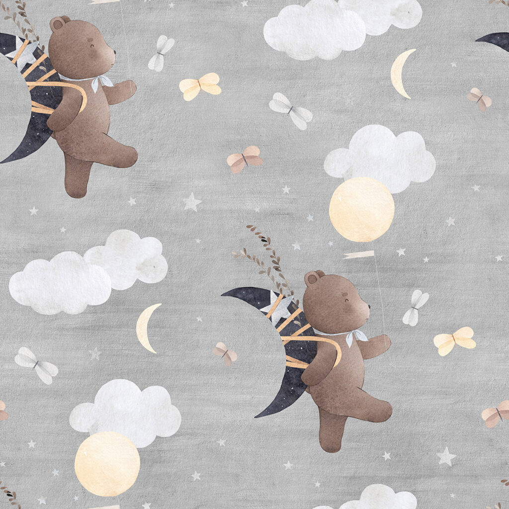 Kids Room Wallpaper, A pattern of a teddy bear - Magicdecor®