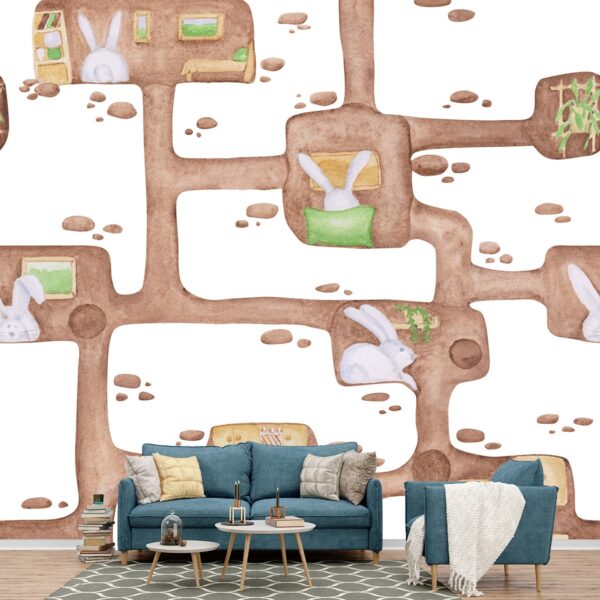 Kids Room Wallpaper, A drawing of a rabbit - Magicdecor®
