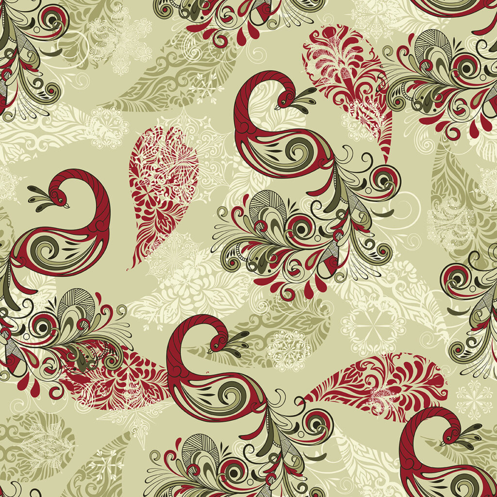 A pattern of red and green peacocks - Magicdecor®