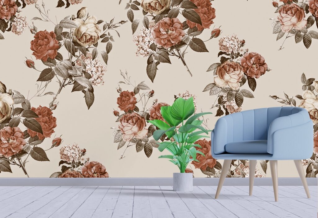 A pattern of flowers on a wall - Magicdecor®