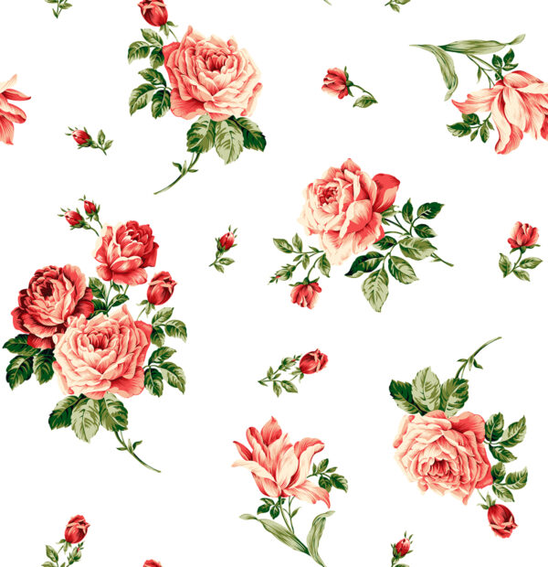 A Romantic Rose Motifs Wallpaper Mural - Magic Decor