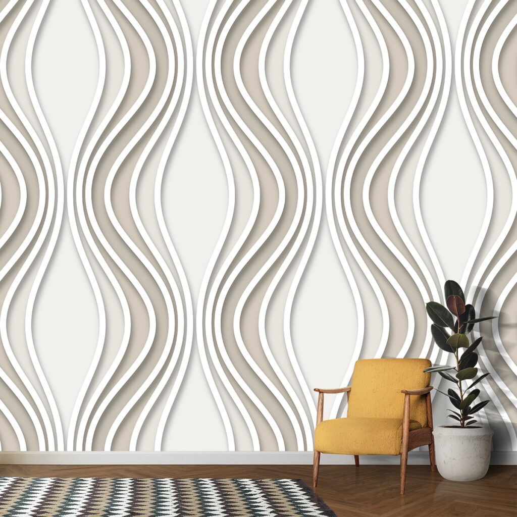 A white and tan wavy pattern - Magicdecor®