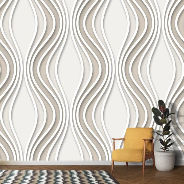 A white and tan wavy pattern - Magicdecor®