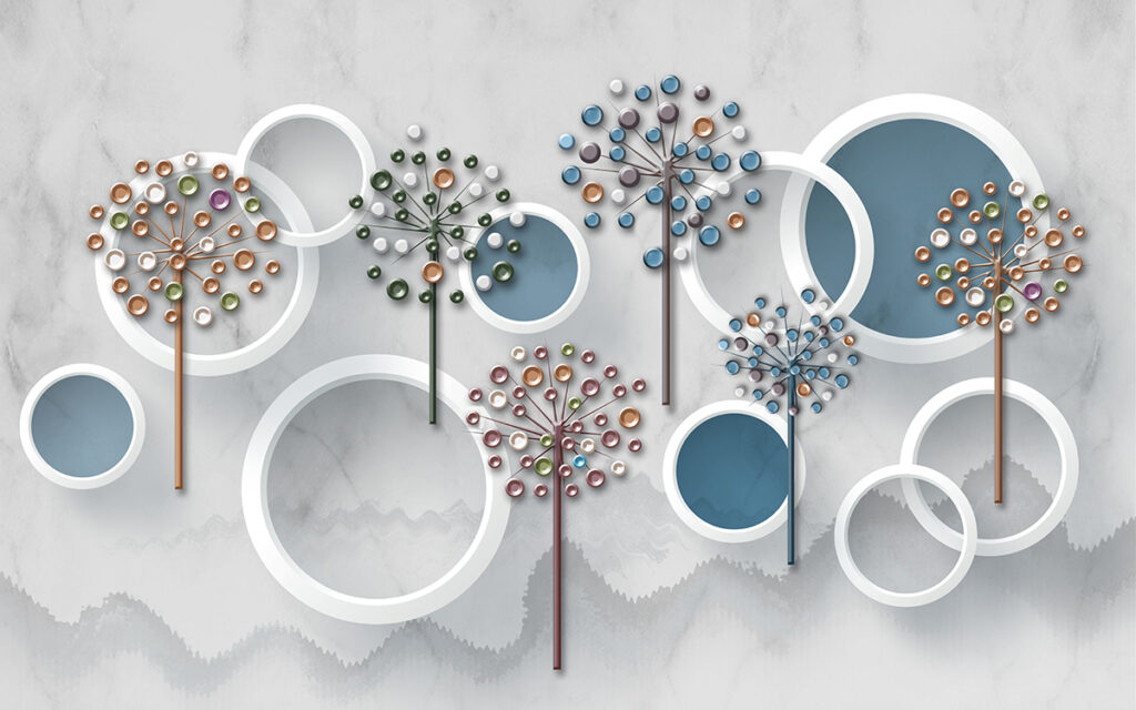 A wall art with circles and flowers - Magicdecor®