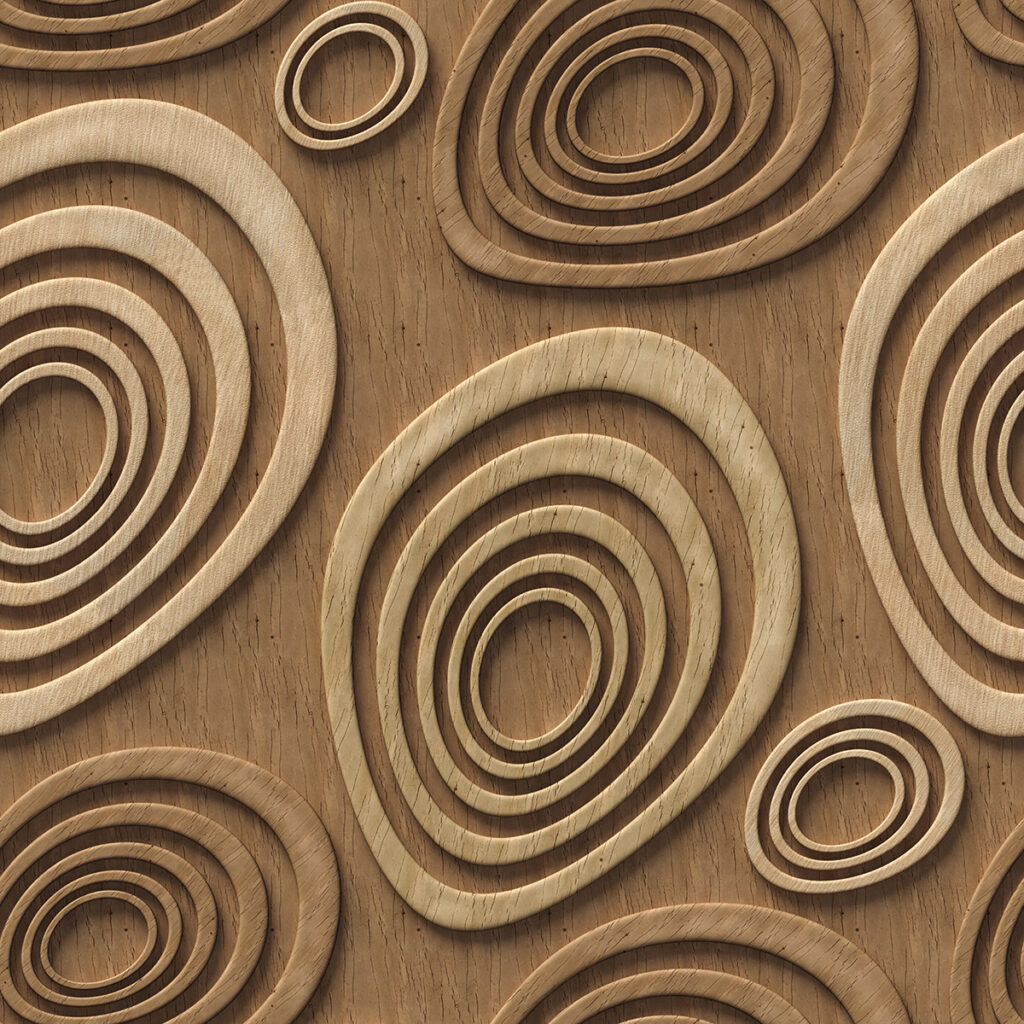 A wood surface with circles carved into it - Magicdecor®