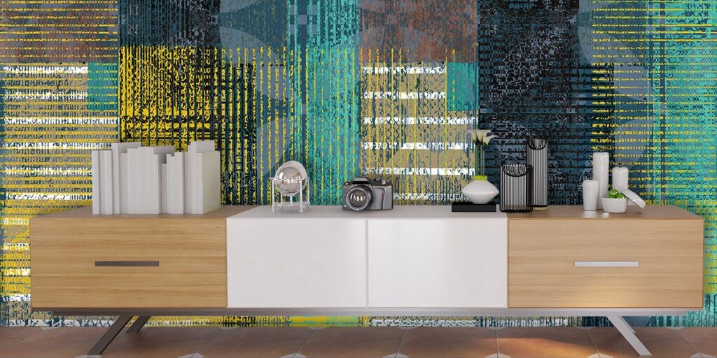 A colorful pattern with white and yellow lines - Magicdecor®