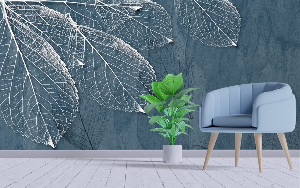 A Sapphire Leaf Cascade Wallpaper - Magicdecor®