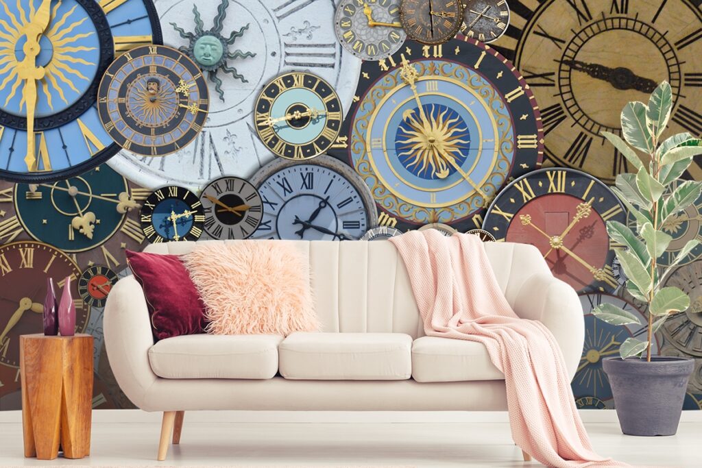 A group of clocks with roman numerals - Magicdecor®