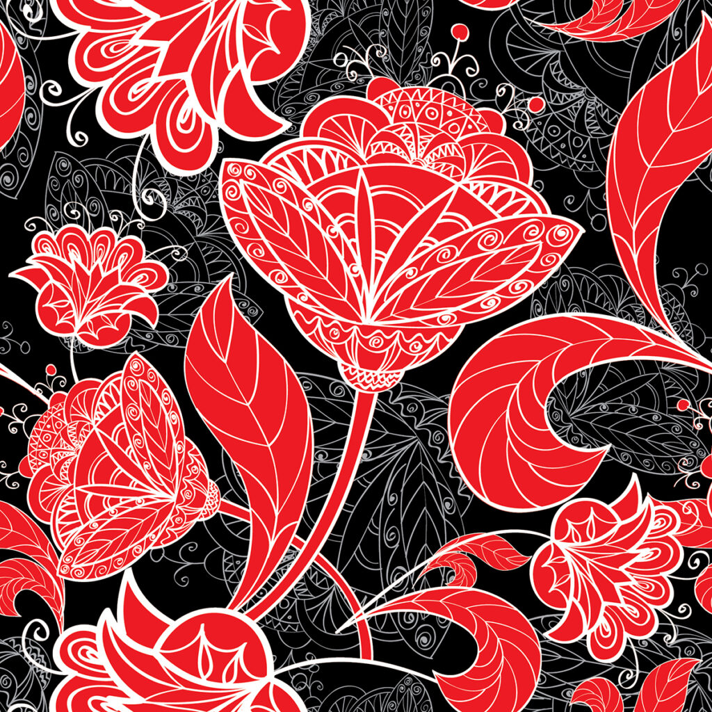 A red and white floral pattern - Magicdecor®