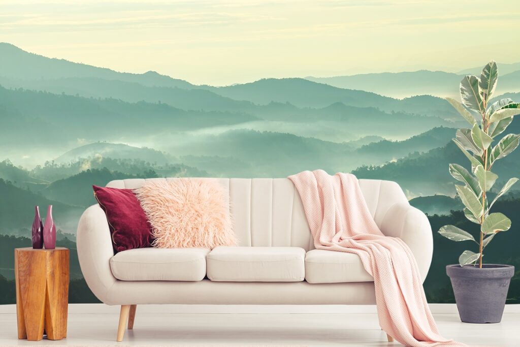 Living Room Wallpaper - Landscape of hills with fog - Magicdecor®