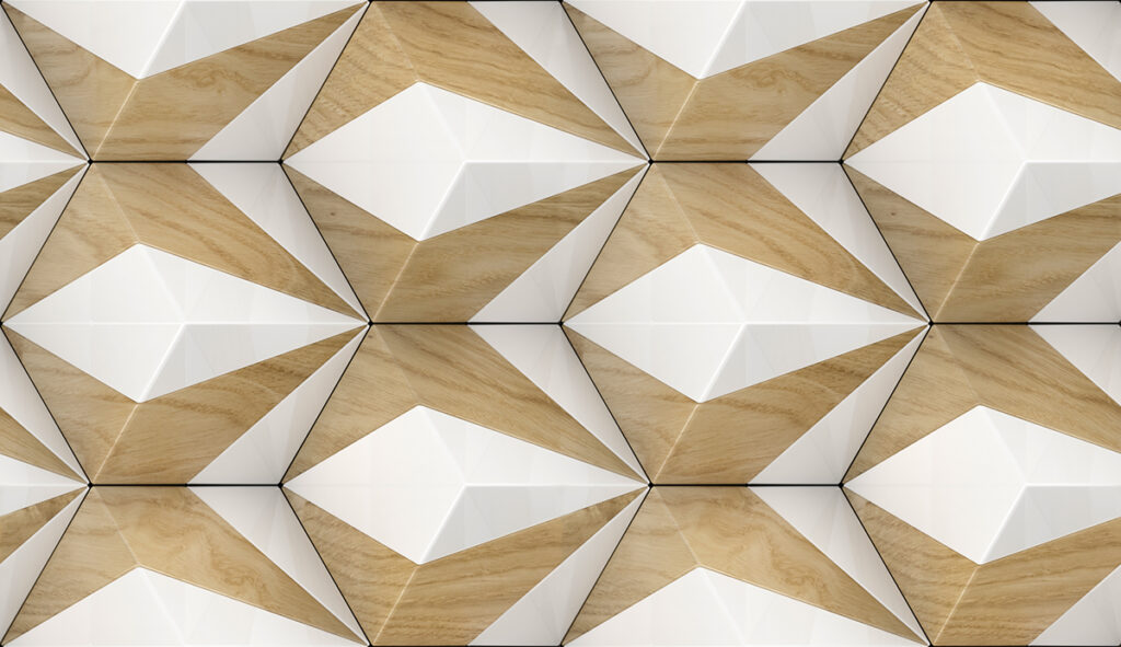 A pattern of white and wood triangles - Magicdecor®