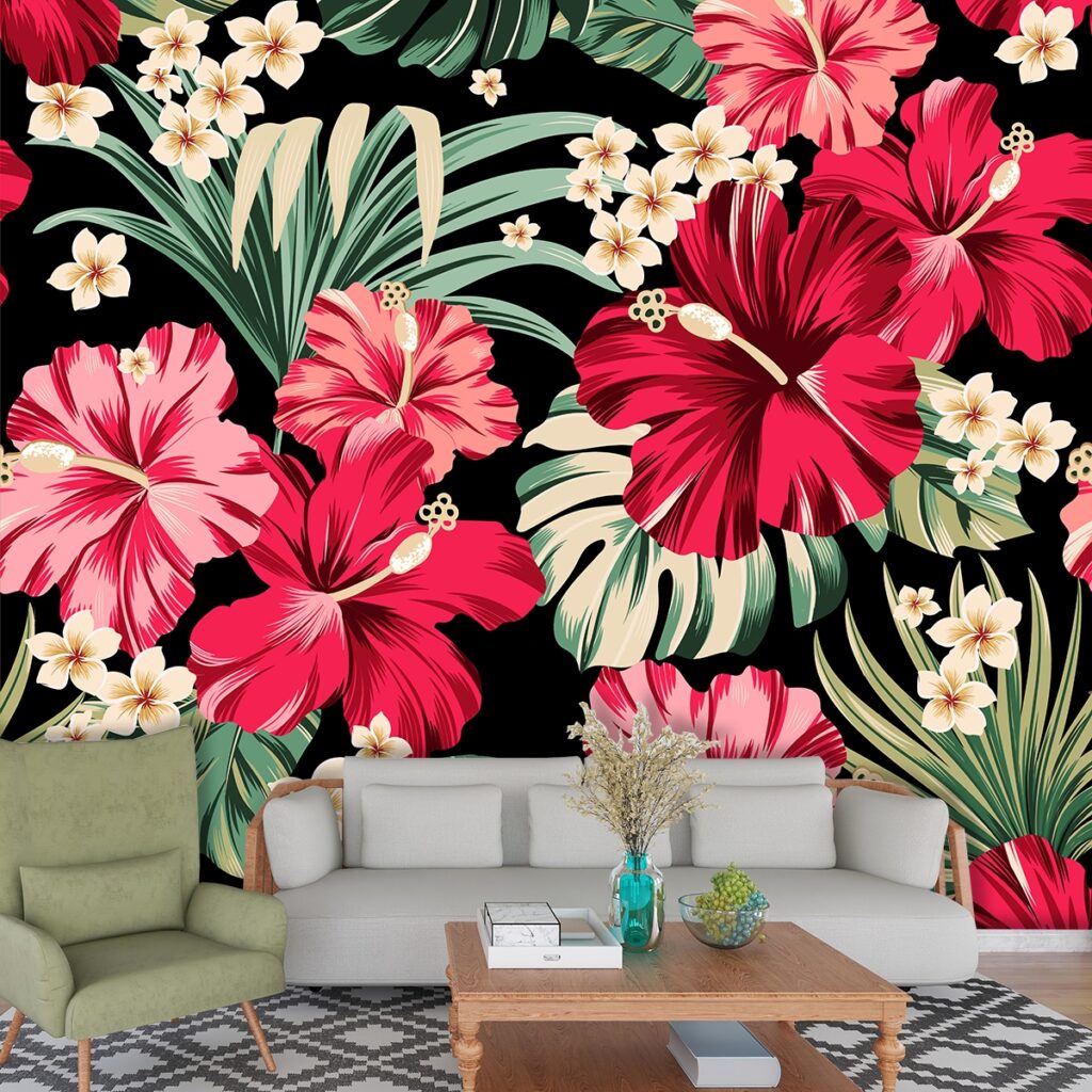 3D Exotic Colorful Flowers Wallpaper for Wall - Magic Decor