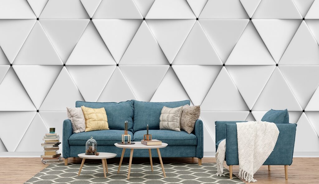 Geometric White Triangle Pattern Wallpaper - Magicdecor®