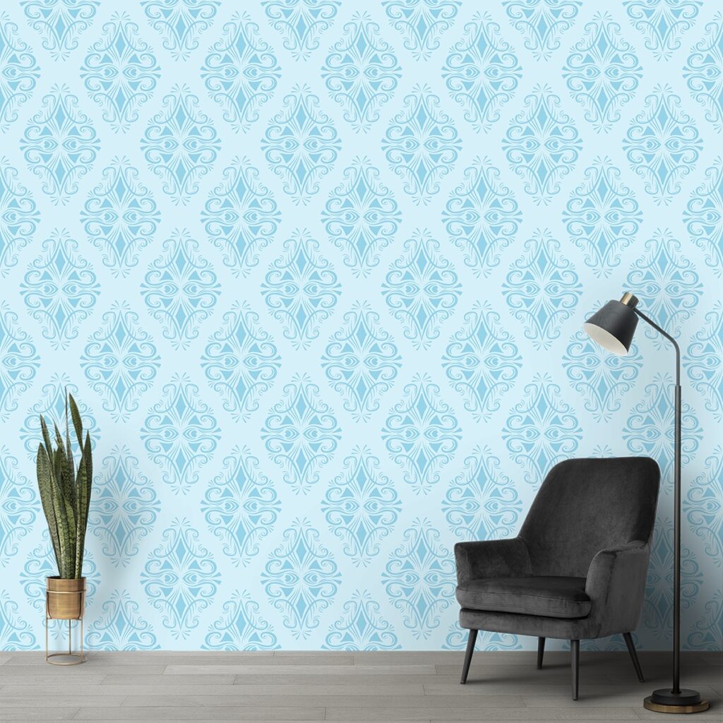 Living Room Wallpaper - Mesmerizing Blue and White Pattern - Magicdecor®