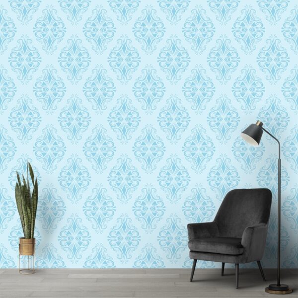 Living Room Wallpaper - Mesmerizing Blue and White Pattern - Magicdecor®