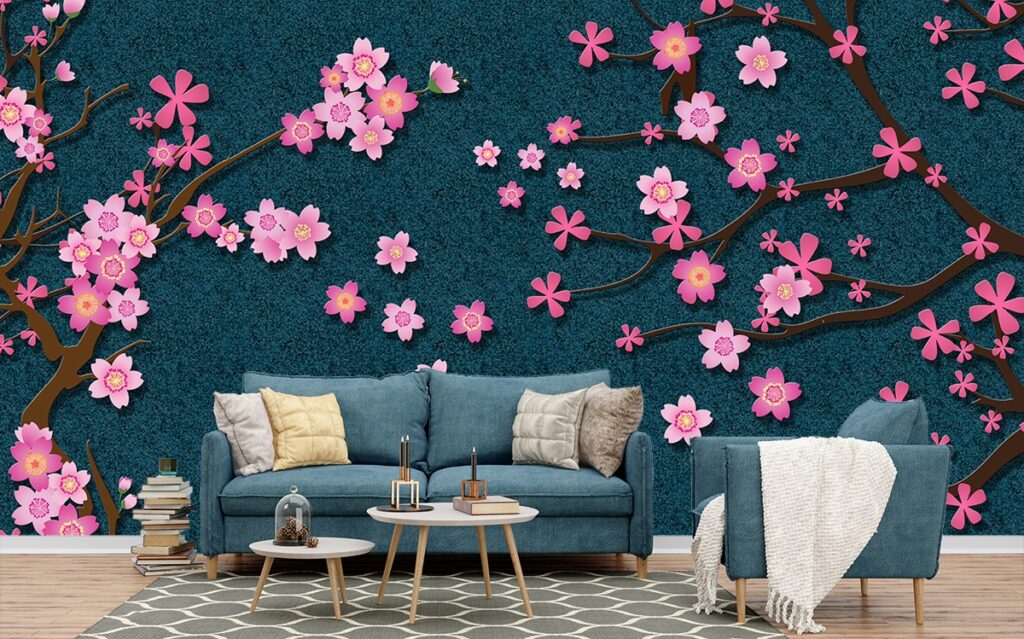 A Wallpaper of a Tree with Shades of Pink flowers - Magicdecor®