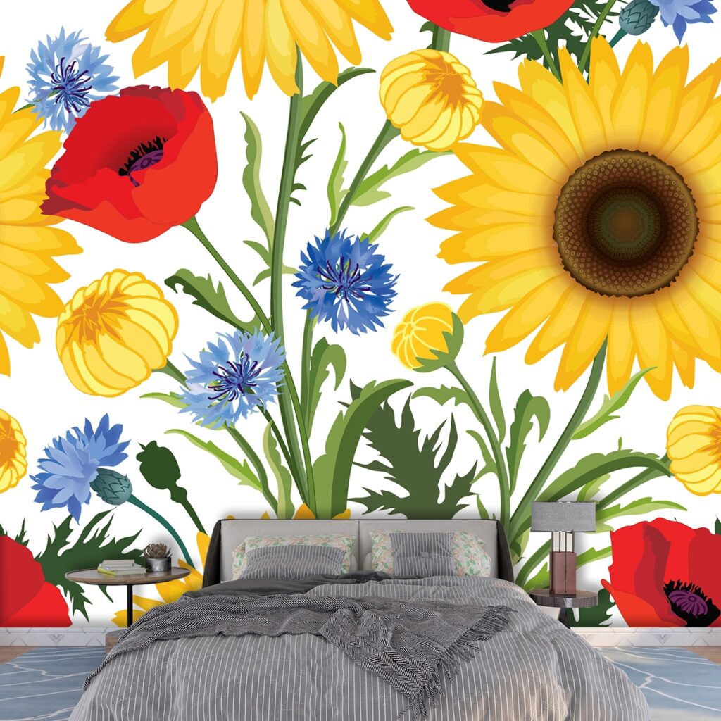 3D Sunflower Wallpaper for Wall - Magic Decor