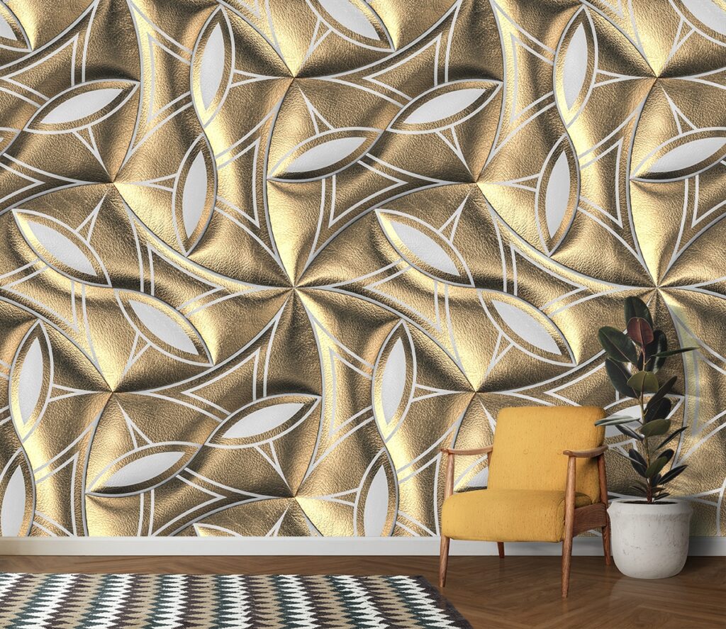 A gold and white patterned surface - Magicdecor®