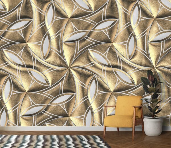 A gold and white patterned surface - Magicdecor®