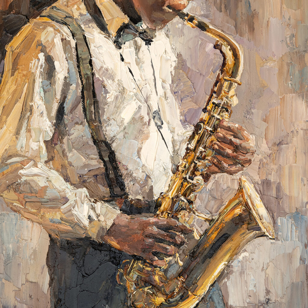 Painting Wallpaper of a Man Playing Saxophone for Wall - Magicdecor®
