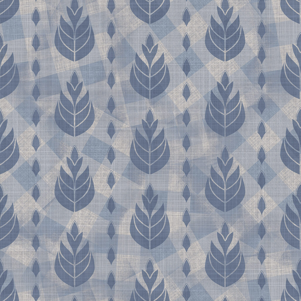 Blue Fabric With Leaves Pattern Wallpaper for Walls - Magicdecor®