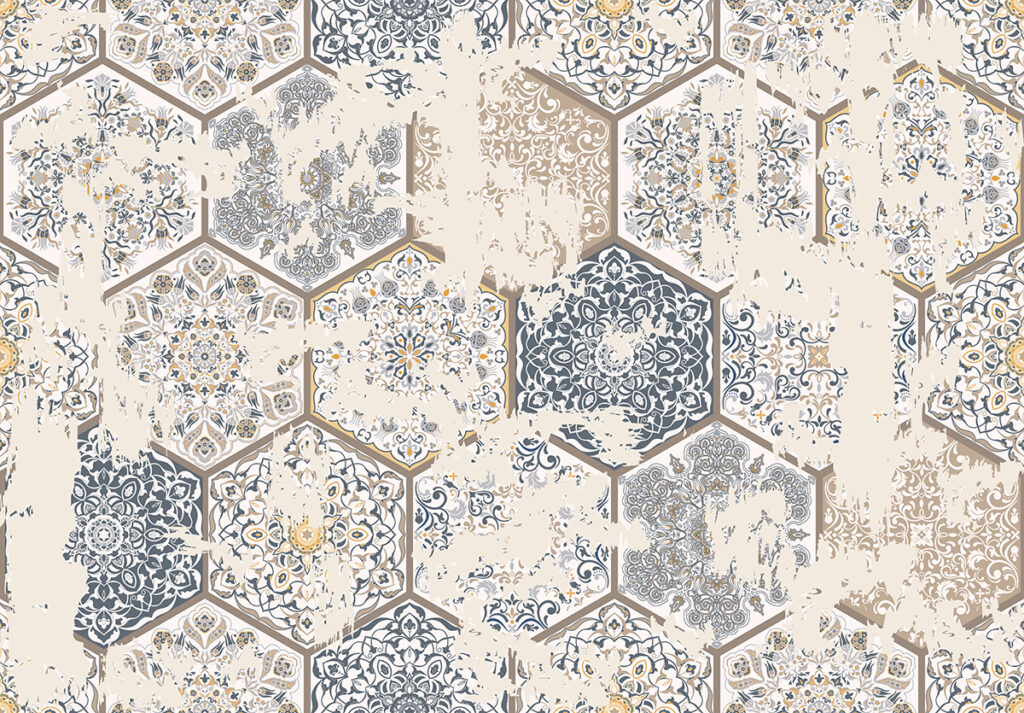 Vintage Hexagons Pattern Wallpaper Mural - Magicdecor®