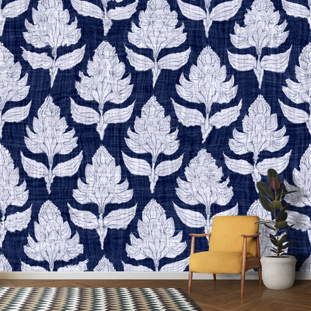 Blue and White Floral Pattern Wallpaper for Wall - Magic Decor