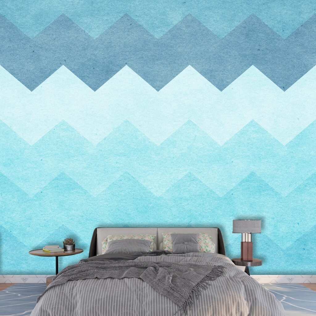 Blue and White Chevron Pattern Wallpaper for Walls - Magicdecor®